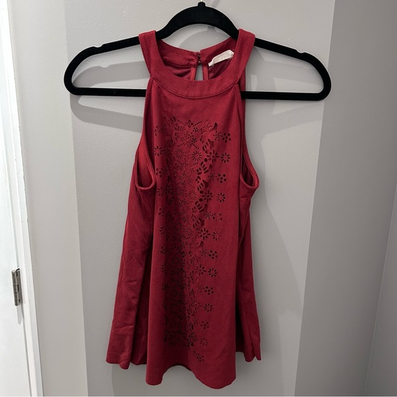 Altar'd State | Tops | Altard State Burnt Red Faux Velvet Lattice ...